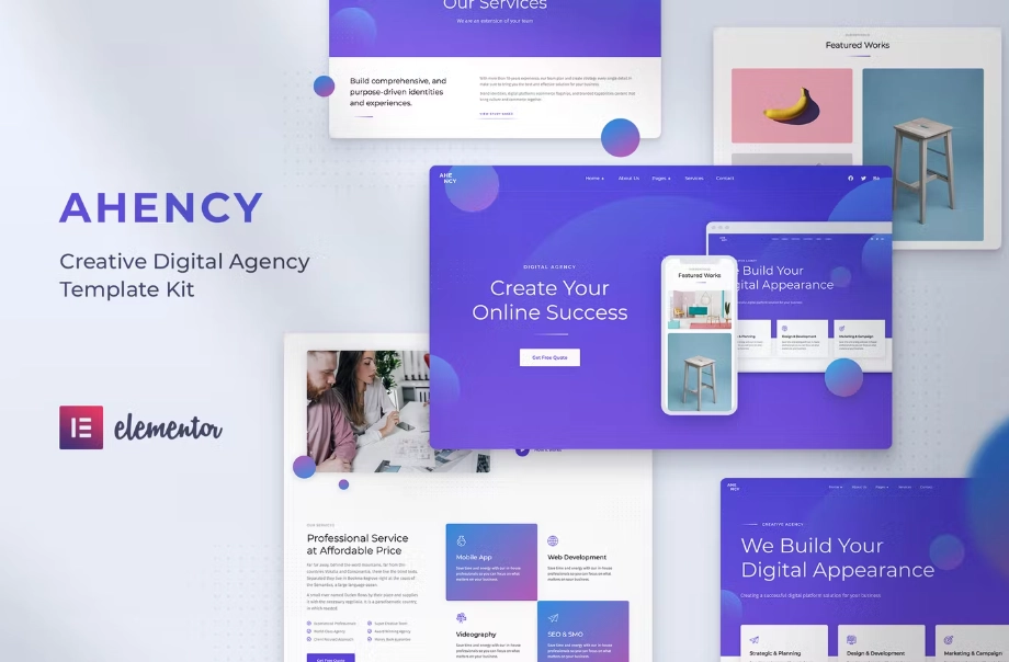 AHENCY – Creative Digital Agency Elementor Template Kit - WP Themes ...