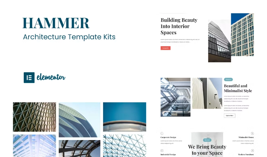 Hammer – Minimal Architecture Elementor Template Kit - WP Themes & Plugins