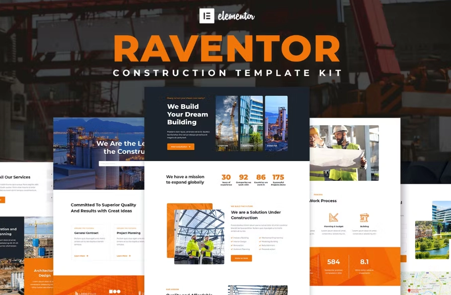 Raventor – Construction & Architecture Elementor Template Kit - WP ...