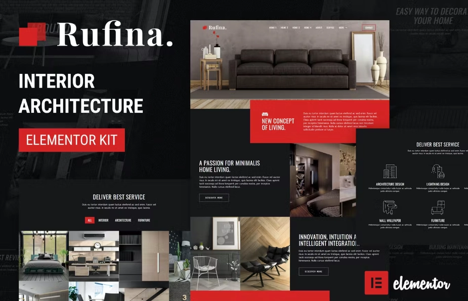 Rufina – Interior Architecture Elementor Template Kit - WP Themes & Plugins
